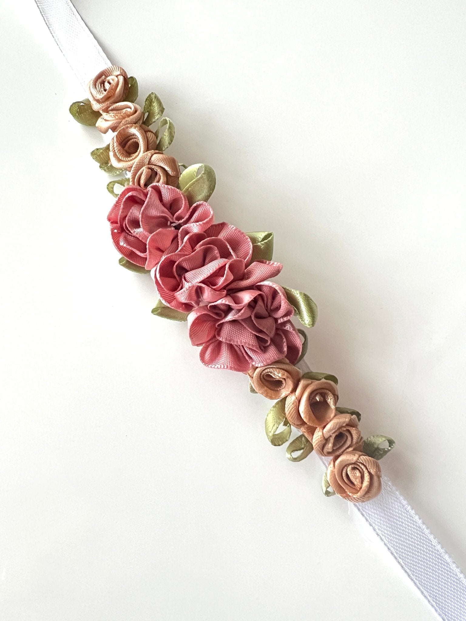 Bun Wrap - The Antique Rose with pink satin flowers – THE COLLECTIVE ...