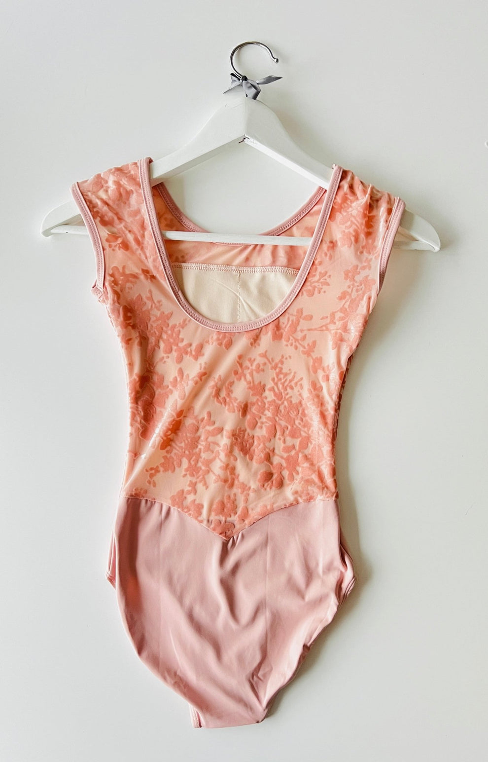 Cap Sleeve Leotard with Flock Floral Pattern - Pink - THE COLLECTIVE ...