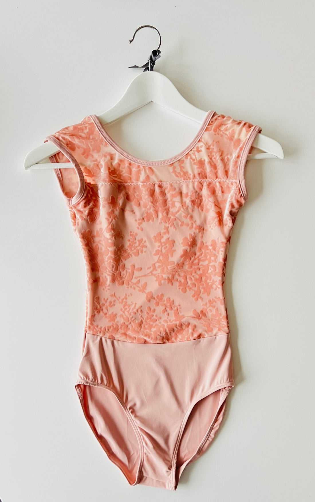 Cap Sleeve Leotard with Flock Floral Pattern - Pink - THE COLLECTIVE ...