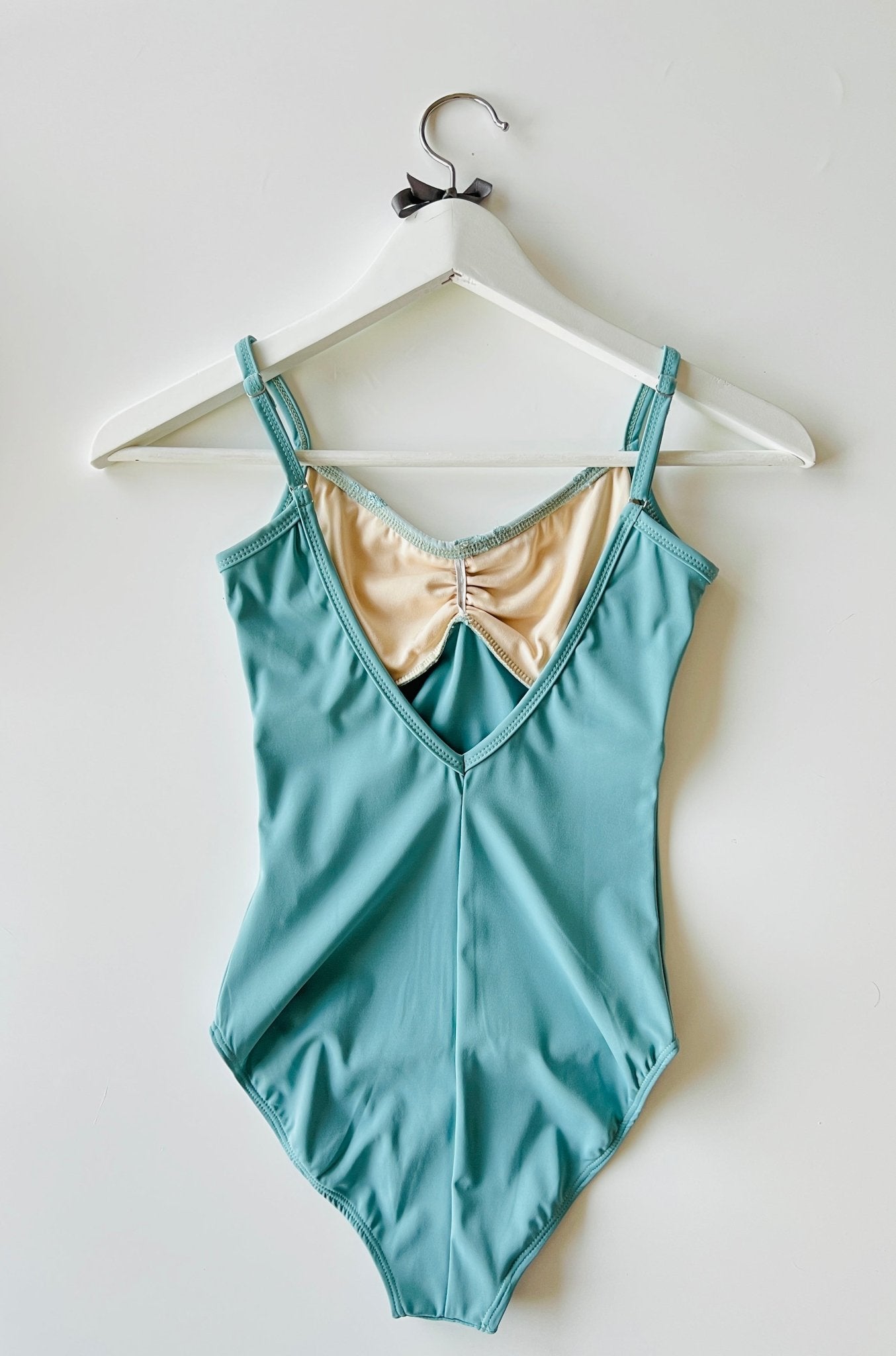 Embroidered Camisole Leotard With Ruching - Aqua - THE COLLECTIVE DANCEWEAR